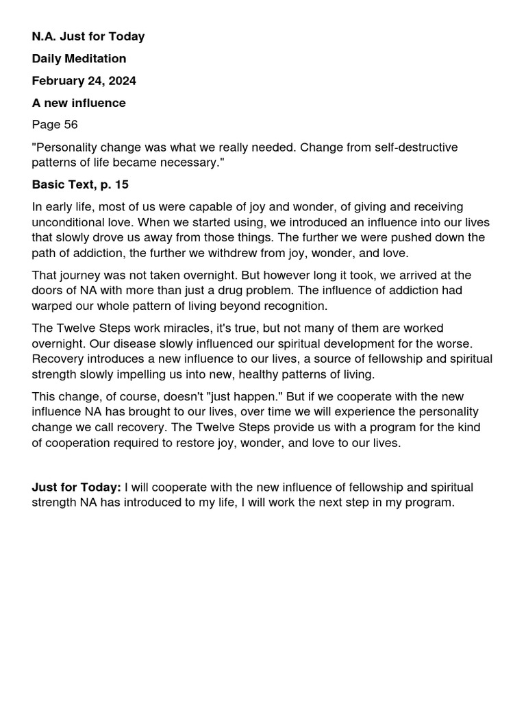 Fellowship Readings 24.02.2024 | PDF | Alcoholics Anonymous | Gratitude