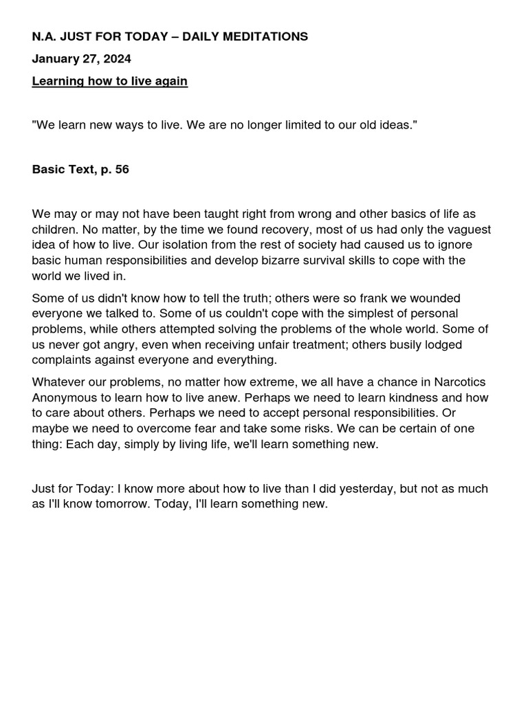 Fellowship Readings 27.01.2024 | PDF | Alcoholics Anonymous | Social ...