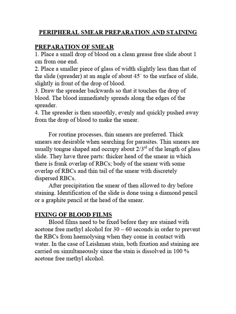 Peripheral Smear Preparation and Staining | PDF | White Blood Cell ...