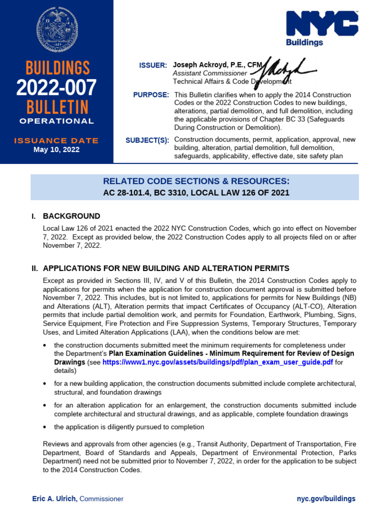 NYC Construction Codes Bulletin 2022-007 | PDF | Crane (Machine)
