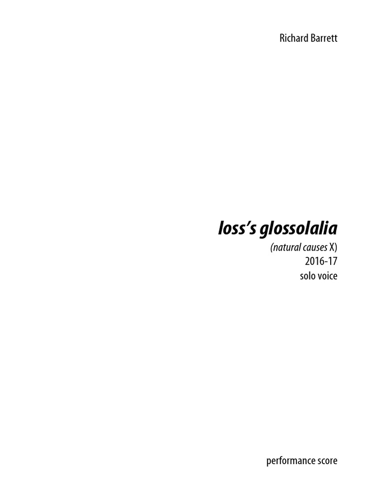 Richard Barrett "Loss's Glossolalia" | PDF | Consonant | English Language