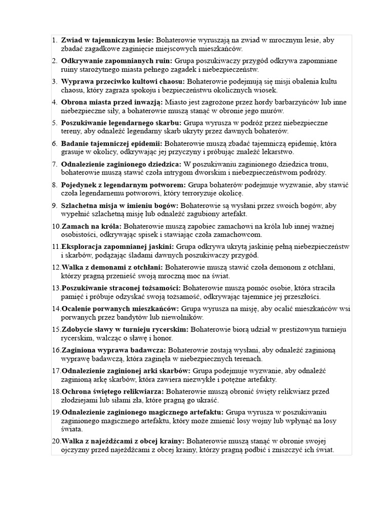 Pomysły Na Przygody W Warhammer AI cz1 | PDF