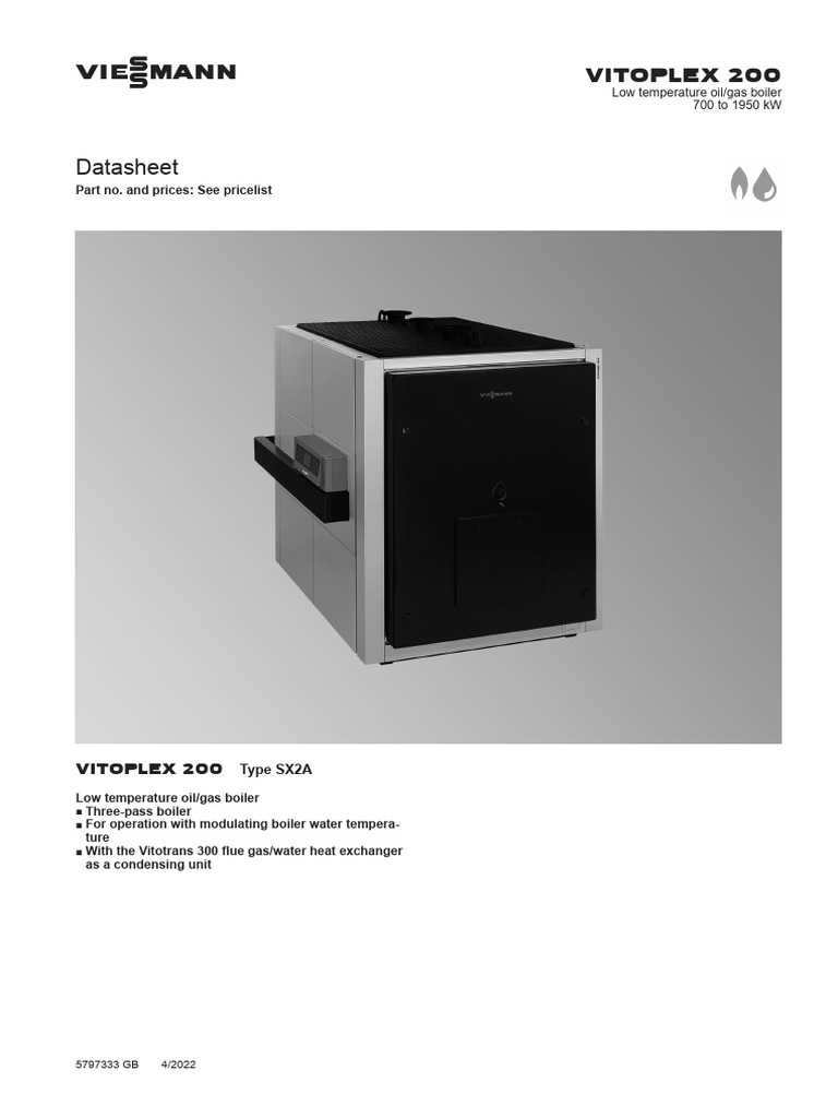 Vitoplex 200 Boiler Specifications | PDF | Boiler | Combustion