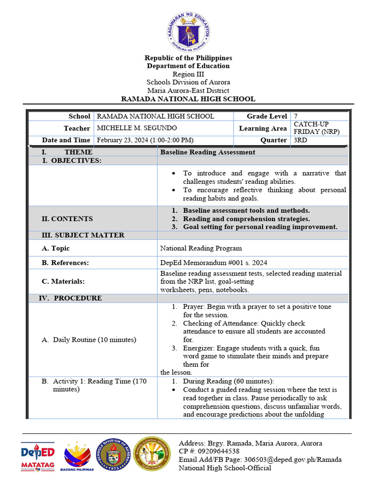 DLL Catch-Up Friday - NRP - February 23, 2024 | PDF | Reading ...