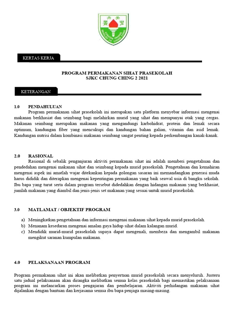 Kkerja Aktiviti Permakanan Sihat | PDF