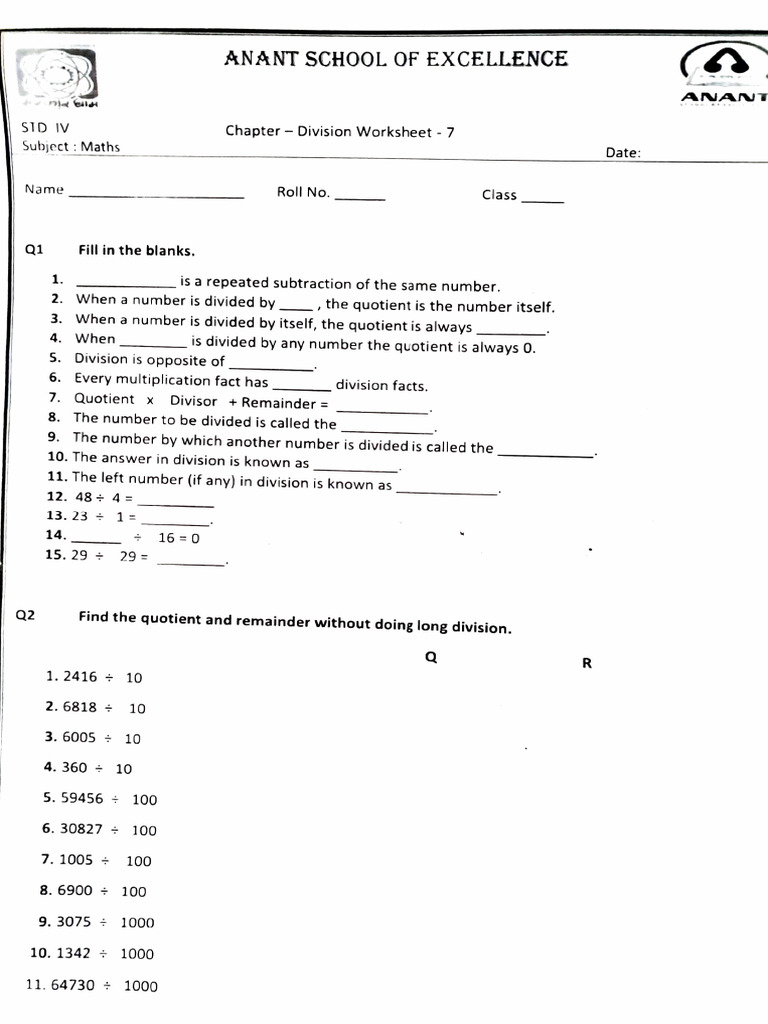 Class 4 Division Ncert | Download Free PDF | Mathematics | Abstract Algebra