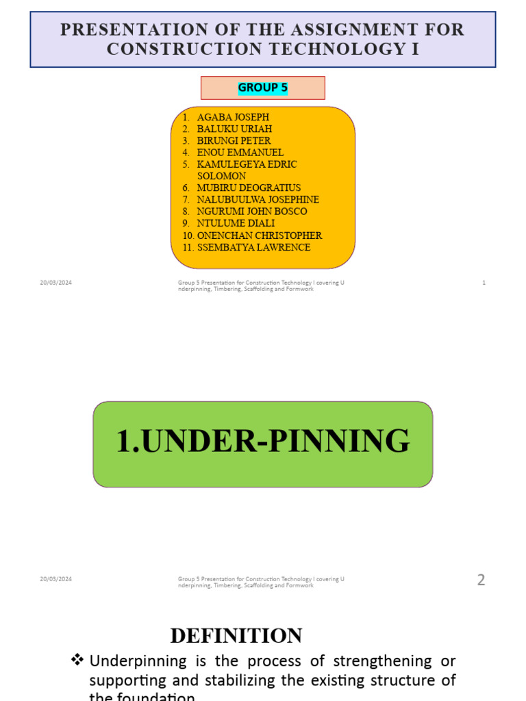 Assignment Presentation No.1_Group 5 | PDF | Scaffolding | Deep Foundation