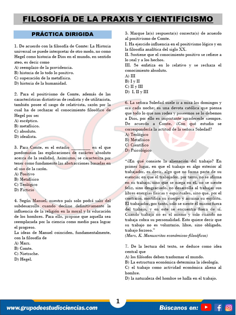 1.filosofía de La Praxis y Cientificismo | PDF | Karl Marx | Positivismo