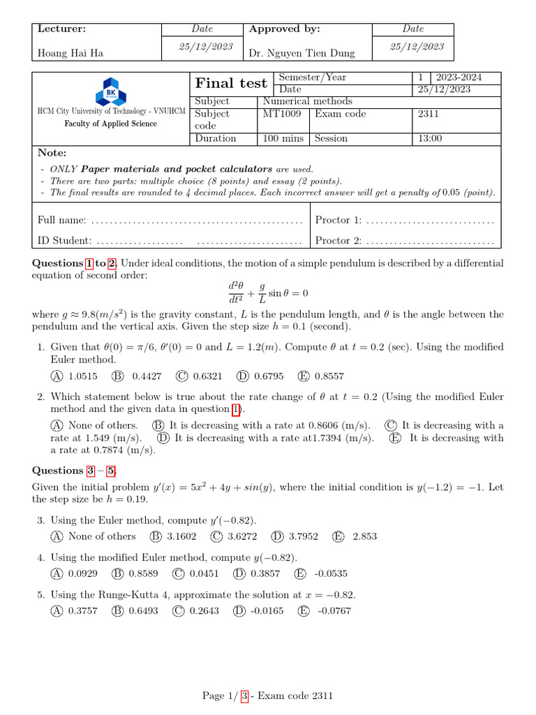 Final 231 | PDF | Mathematical Objects | Algebra