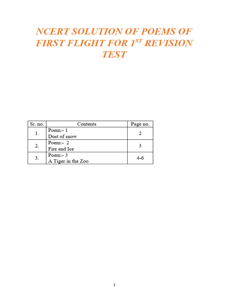 NCERT Solution of First Flight Poems | PDF