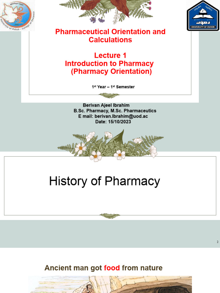 1 ST Lecture Pharmaceutical Orientation and Calculations | PDF ...