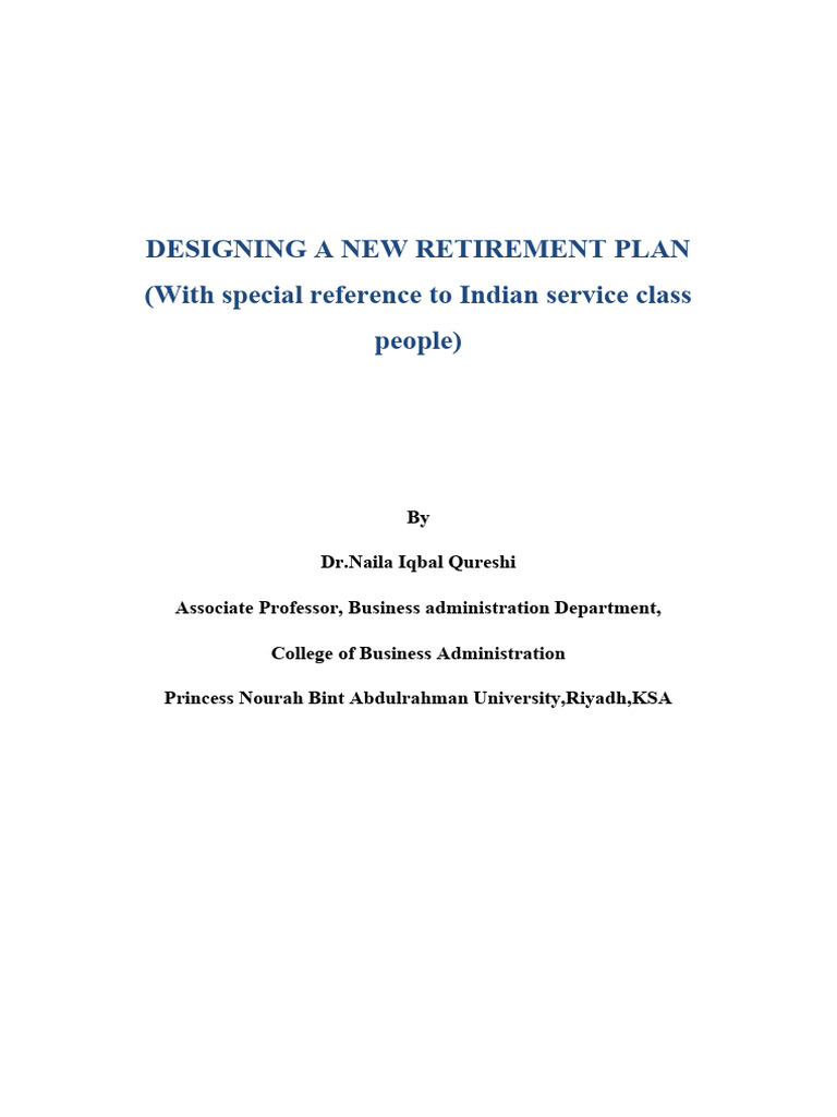 Designing A New Retirement Plan Relevant To India | PDF | Life Annuity ...