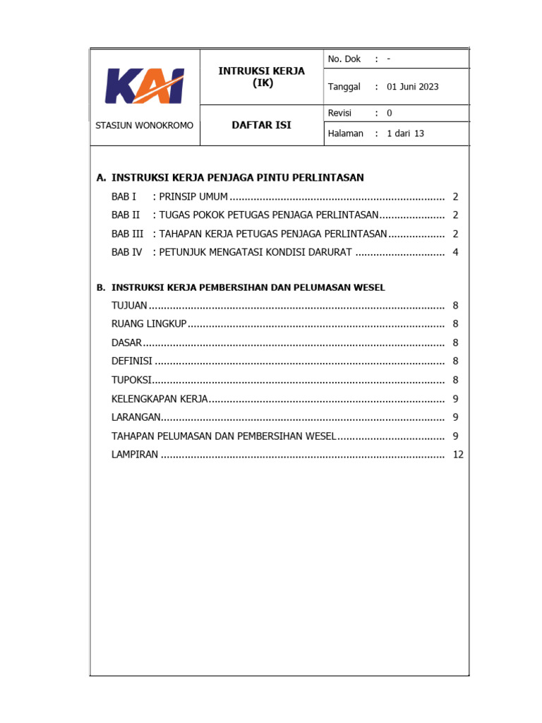 Tugas dan Prosedur Petugas PJL Kereta | PDF