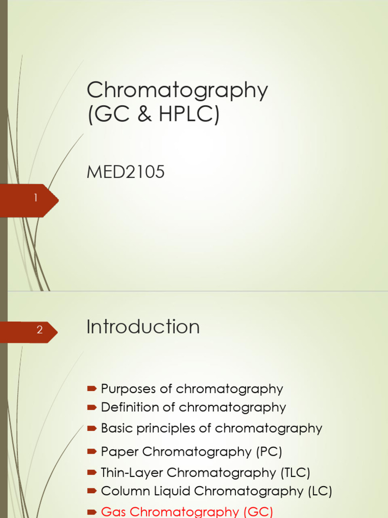 L4 Chromatography (GC & HPLC) | PDF | Gas Chromatography | Chromatography