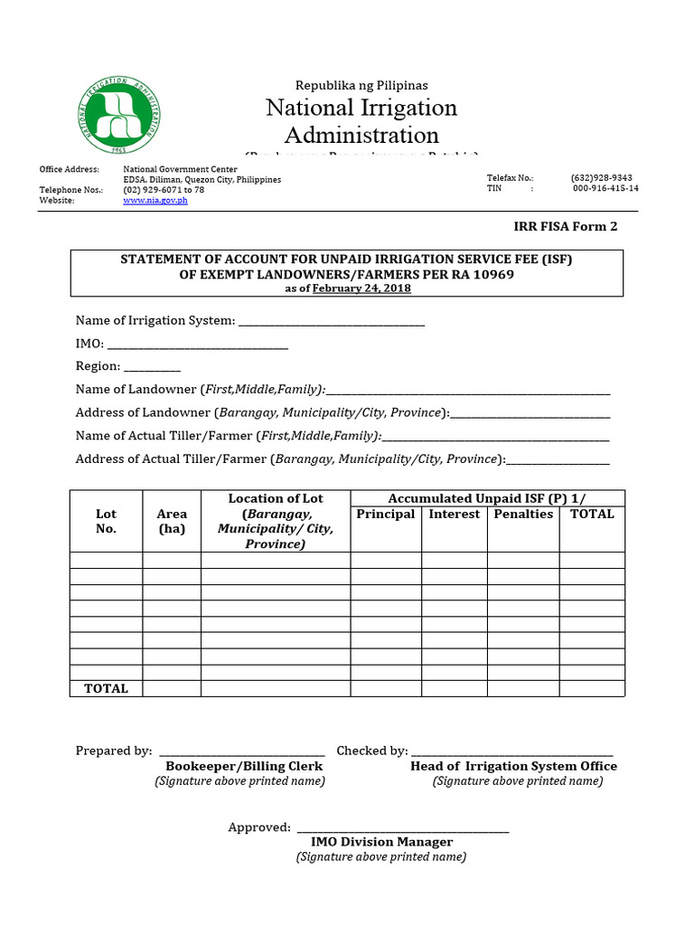 IRR FISA Forms 2-7 | PDF