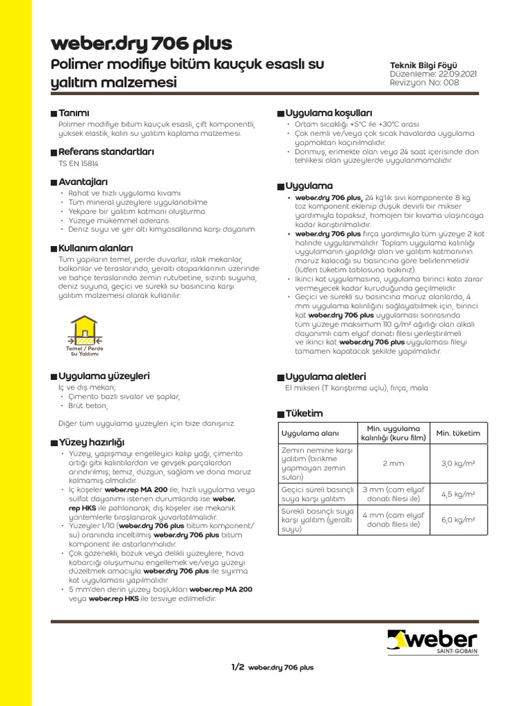 Weberdry 706 Plus - Teknik Bilgi Fy | PDF