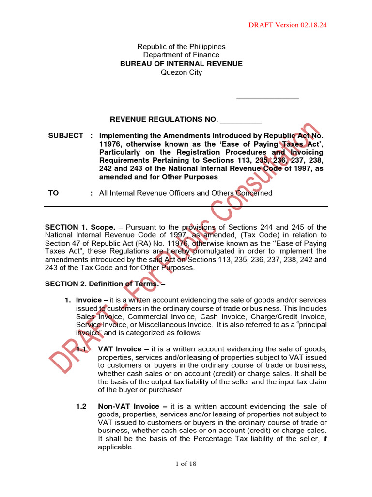 Draft RR Registration EOPT - For Public Consultation | PDF | Value ...