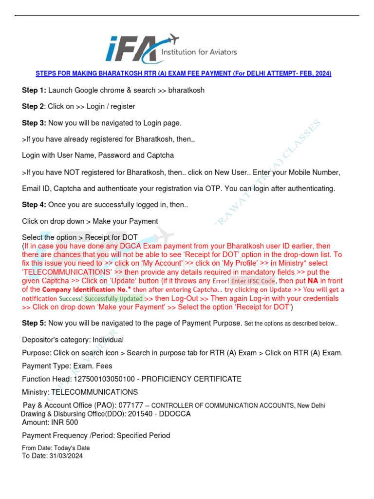 Bharatkosh Payment Steps For New Delhi Attempt | Download Free PDF | Login | Debit Card