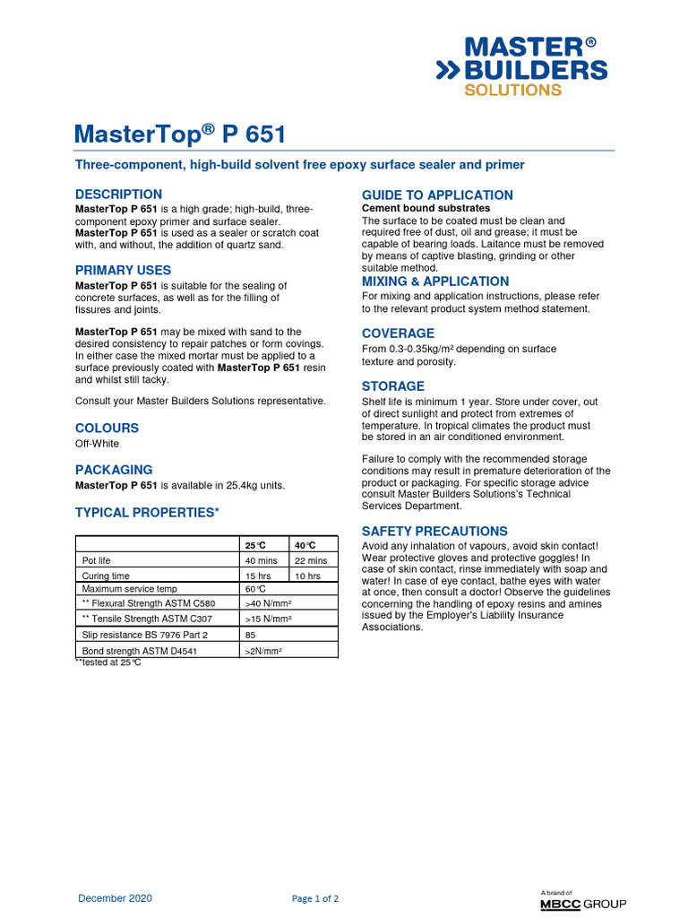 Mastertop P 651 Tds | PDF | Epoxy | Concrete