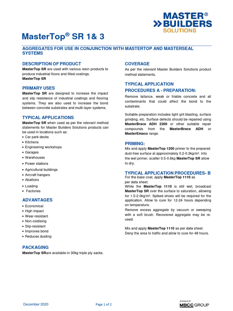 Mastertop SR 1 and 3 Tds | Download Free PDF | Packaging And Labeling ...