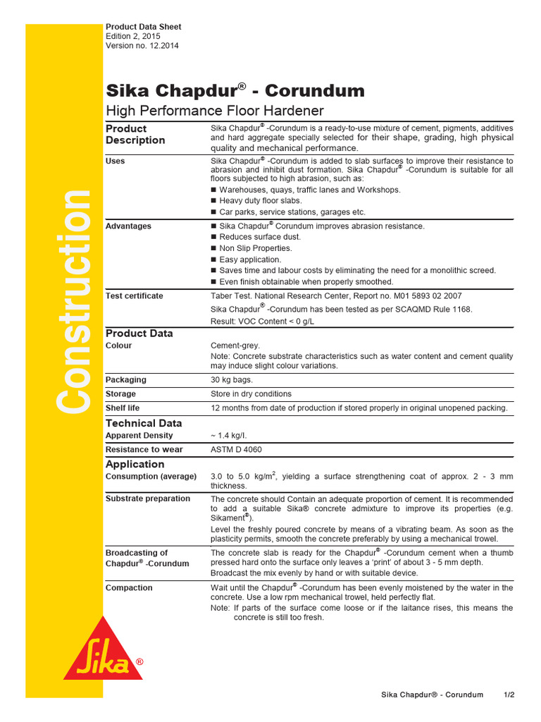 Sika Chapdur® - Corundum | PDF | Secondary Sector Of The Economy | Materials