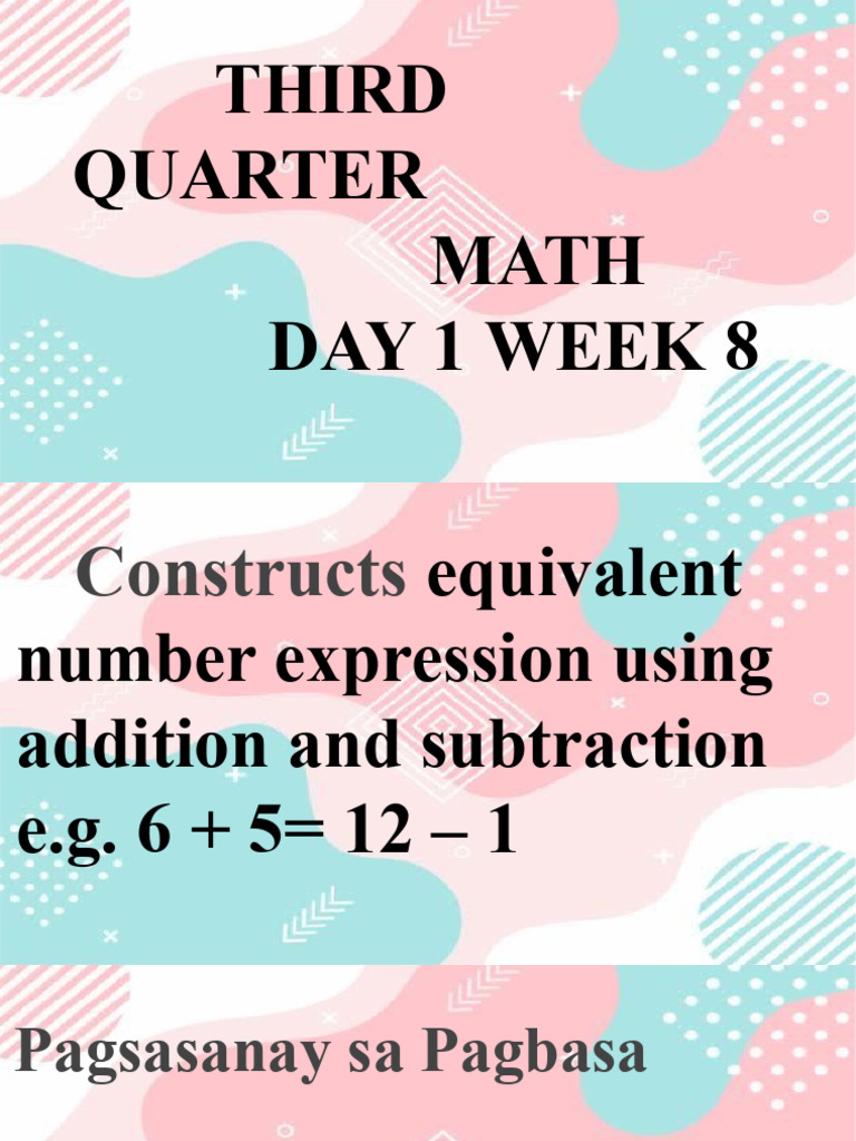Day 1 MATH WEEK 8 (THIRD QUARTER) | PDF