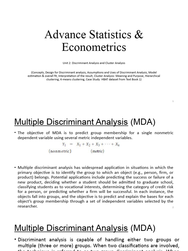 ASE - PPT - Unit 2 Discriminant Cluster Analysis | PDF | Cluster Analysis | Statistical ...