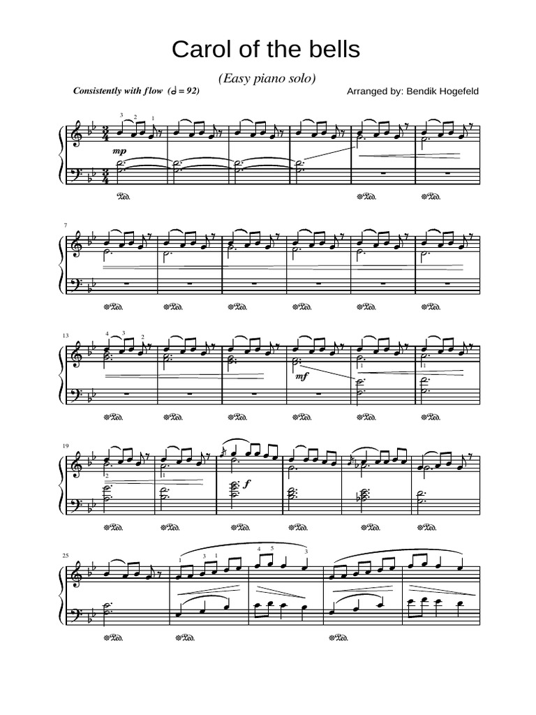 Carol of The Bells Easy Piano Solo | PDF