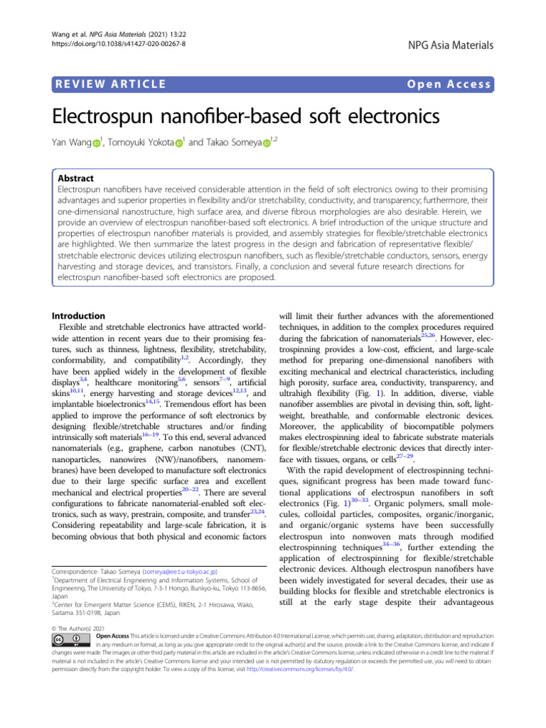 Electrospun Nanofiber-Based Soft Electronics | PDF | E Textiles | Carbon Nanotube