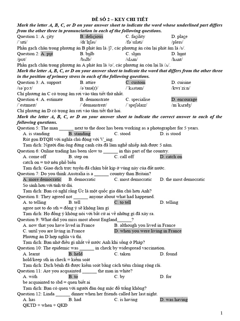 ĐỀ SỐ 2 - KEY CHI TIẾT | PDF ĐỀ SỐ 2 - KEY CHI TIẾT | PDF