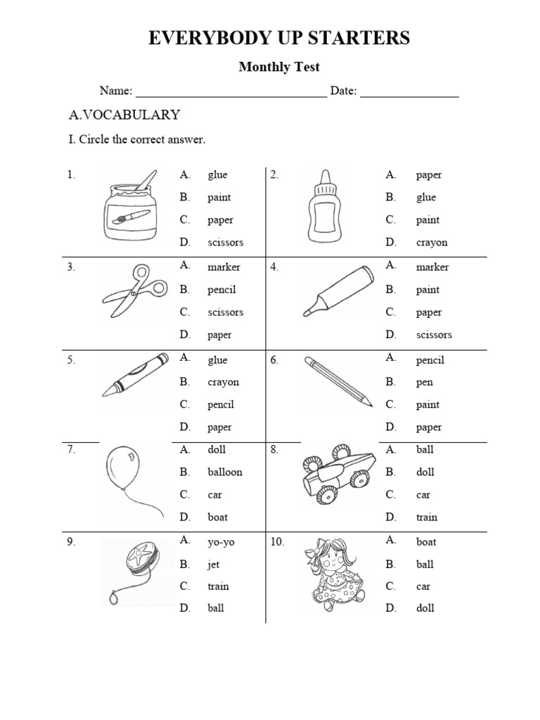 Everybody Up Starter Monthly Test | PDF