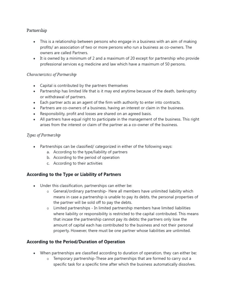Patnership Notes | PDF | Partnership | Legal Liability