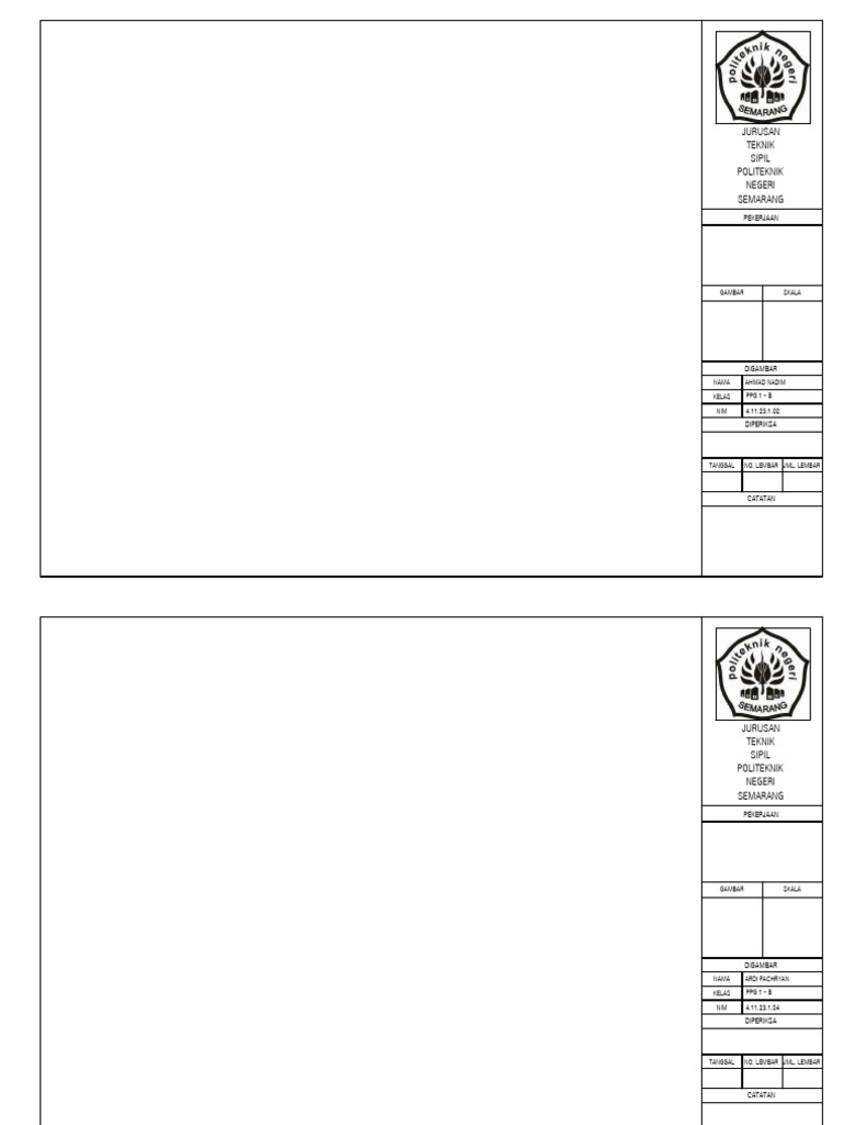 Contoh Kop Gambar Teknik Sipil | PDF