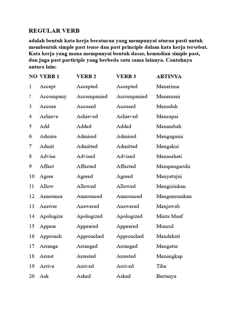 REGULAR VERB | PDF | Verb | Syntax