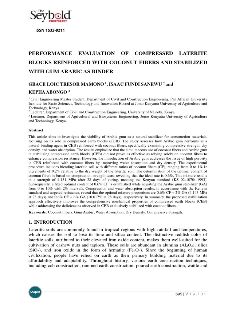 Performance Evaluati On of Compressed Lat Erite Blocks Reinforced Wi TH ...