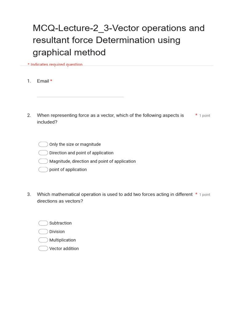 Vector Operations & Resultant Force Quiz | PDF