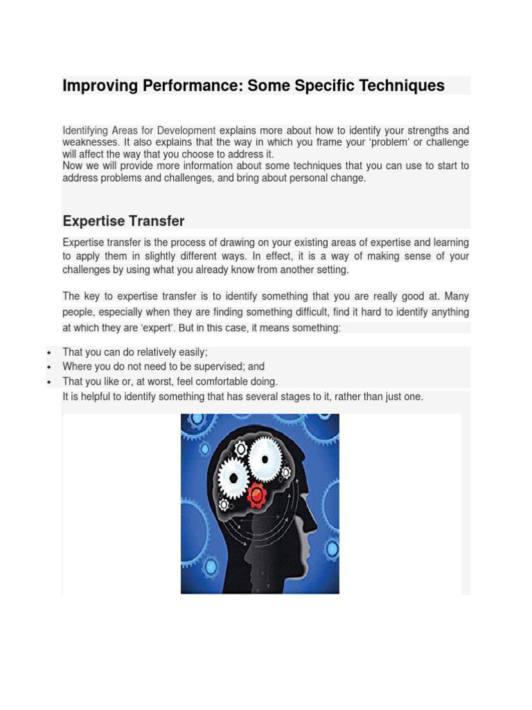 8.some Specific Techniques For Improving Performance. | PDF ...