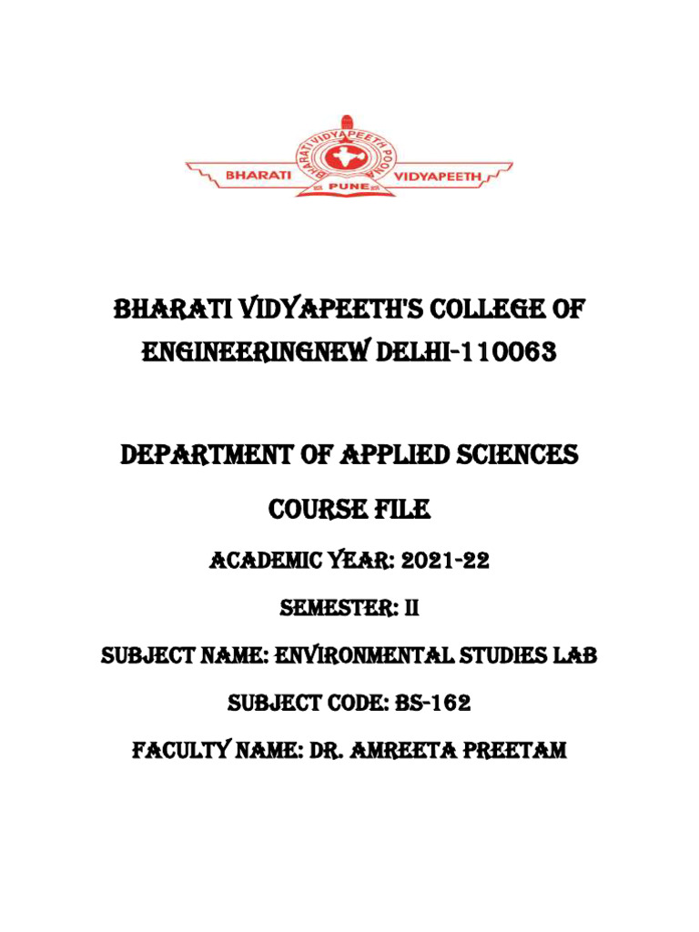 EVS Lab Course File BS162 | Download Free PDF | Soil | Engineering EVS Lab Course File BS162 | Download Free PDF | Soil | Engineering