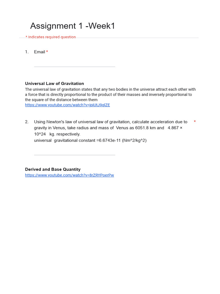 Assignment 1 Unit 1 Engineering Mechanics | Download Free PDF | Newton's Law Of Universal ...