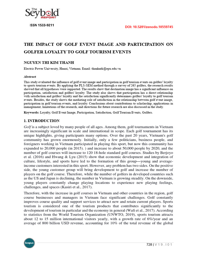 The Impact of Golf Event Image and Participation On Golfer Loyalty To ...