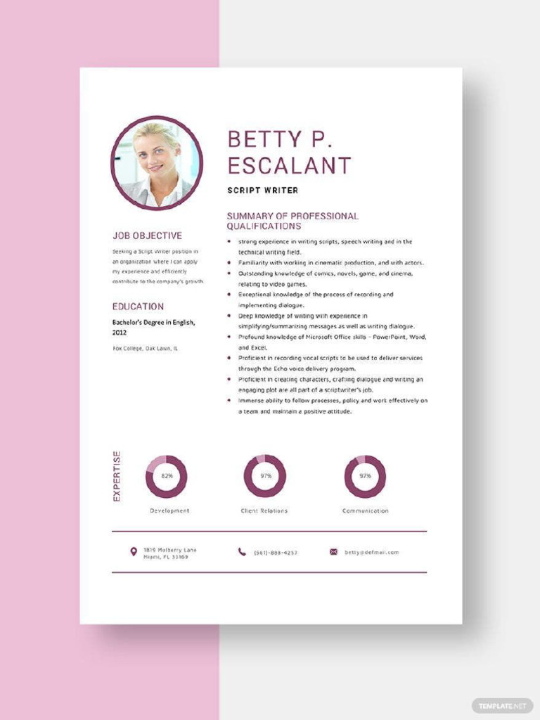 Script Writer Resume Template 1 0 | PDF