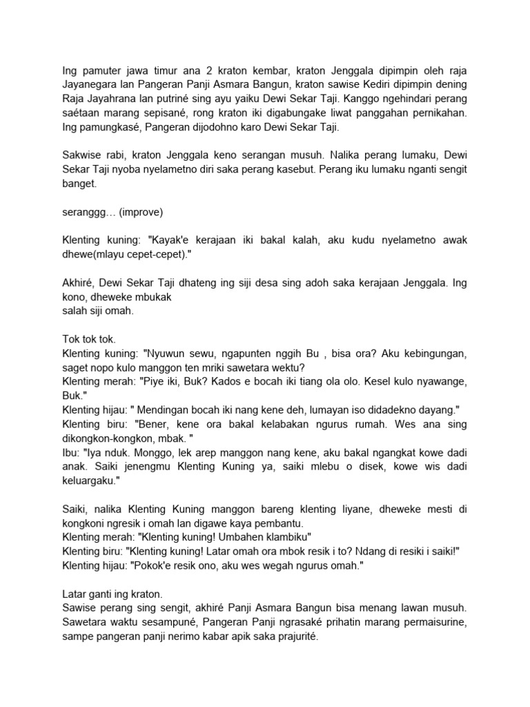 Klenting Kuning dan Sayembara Cinta | PDF