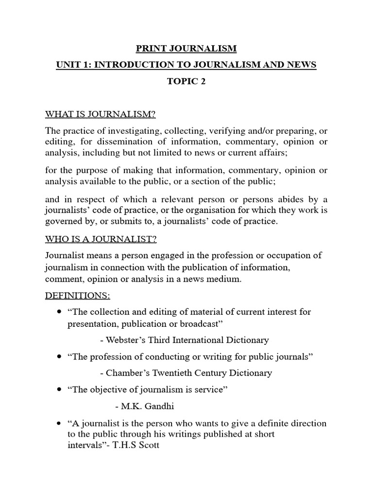 PJ Unit 1&2 | PDF | News | Journalism