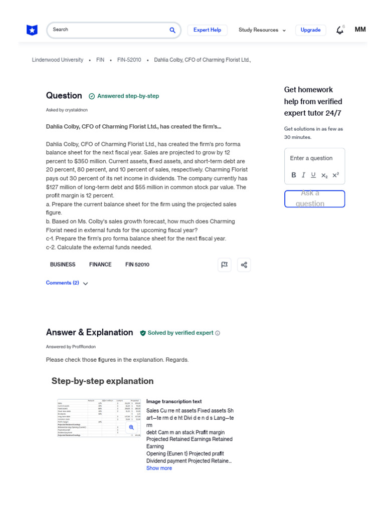 (Solved) Dahlia Colby, CFO of Charming Florist LTD., Has Created The Firm's... - Course Hero ...