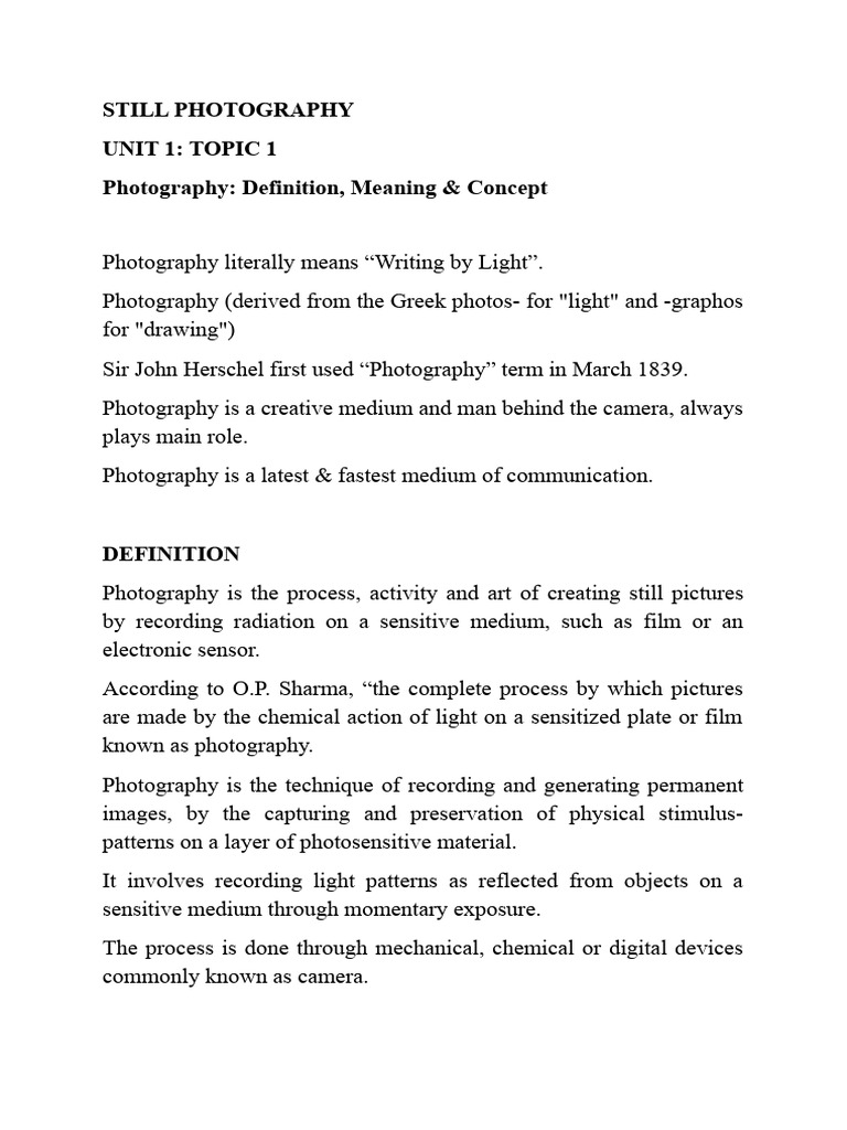 SP UNIT 1 and 2 | Download Free PDF | Camera Lens | Camera
