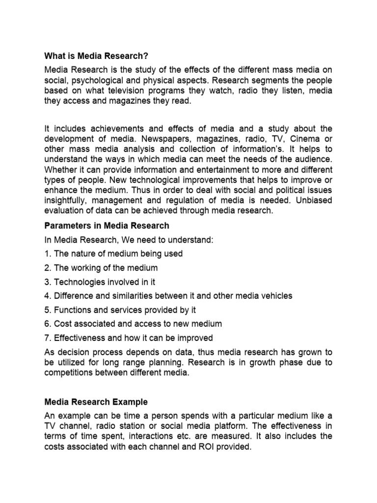 What is Media Research | PDF