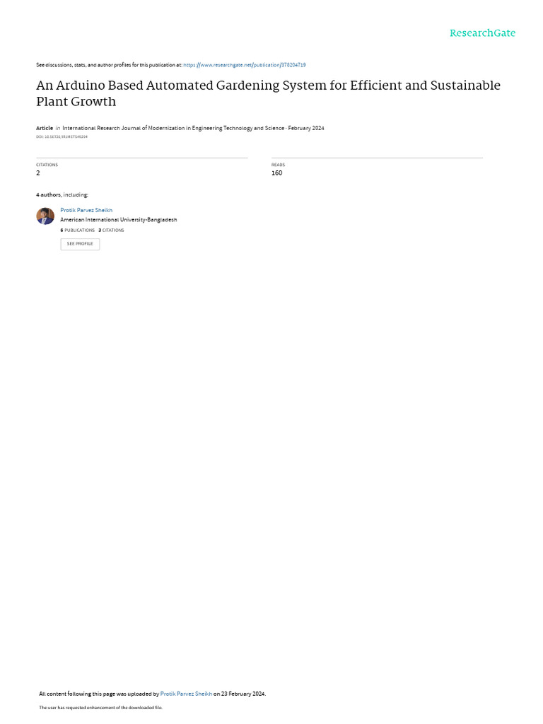 An Arduino Based Automated Gardening Systemfor Efficientand Sustainable ...