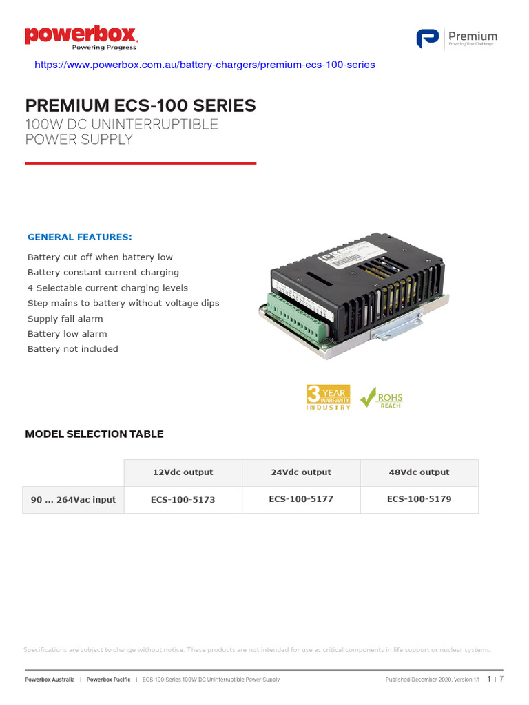 Powerbox Batt Charger (premium-ecs-100_PB_v1.1) | PDF | Power Supply | Electricity