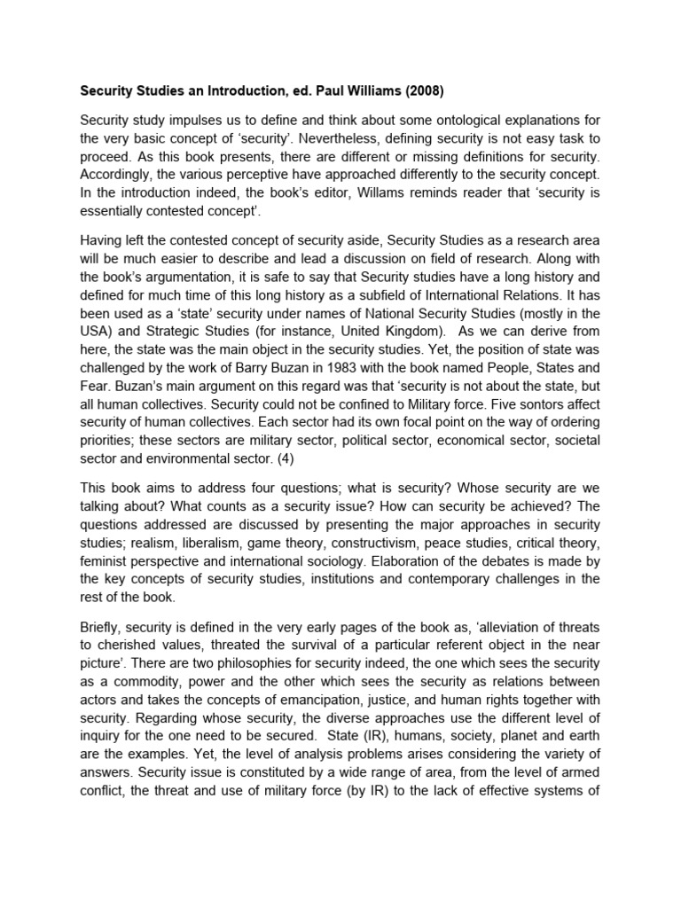 Summary On Security Studies | PDF