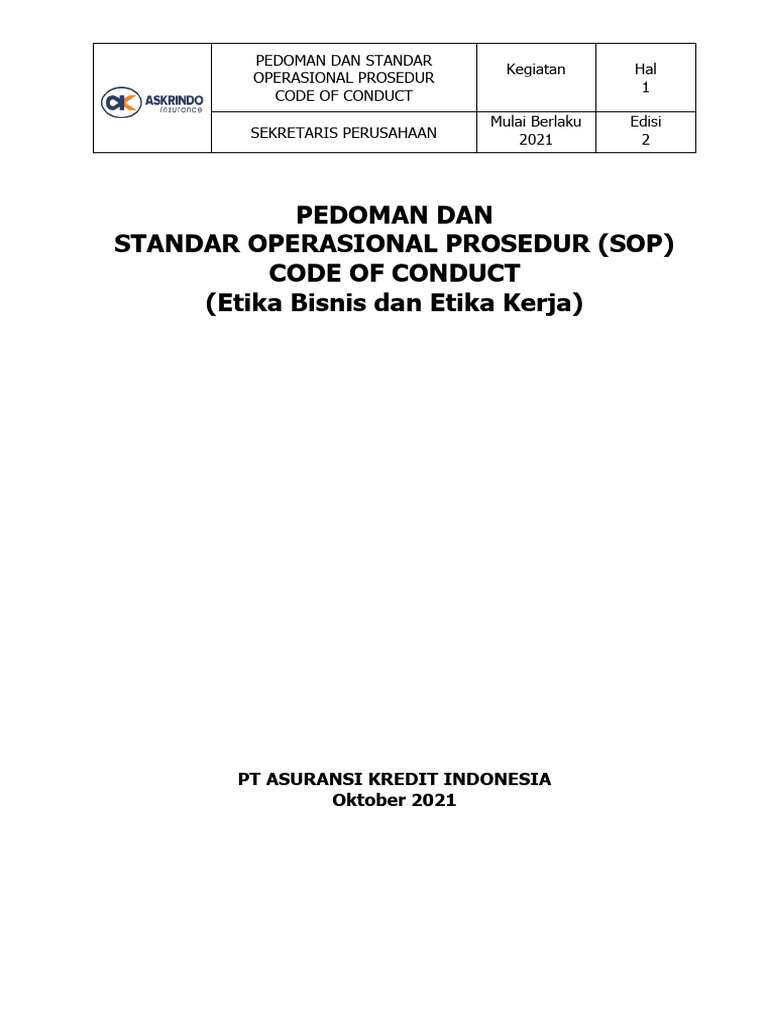 Pedoman Code of Conduct Perusahaan | PDF